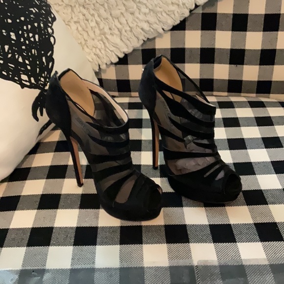 Jimmy Choo | Shoes | Jimmy Choo Kerfield Black Suede Mesh Peep Toe ...